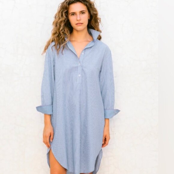 Mersea | Dresses | Nwt Mersea Striped Blue White Essential Shirt Dress ...